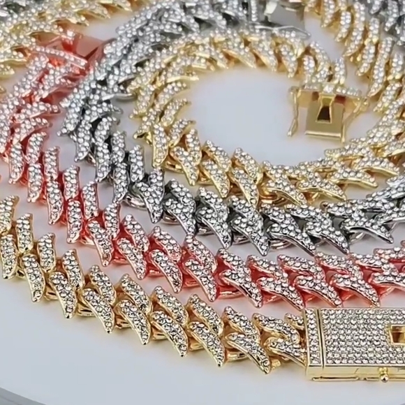 Jewelry | 16 Mm Luxury Hiphop Gold Plated Cuban Spike Link | Poshmark